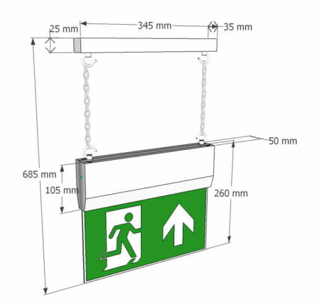 X-MP3 Chain Suspended LED Exit Sign - Emergency Lighting