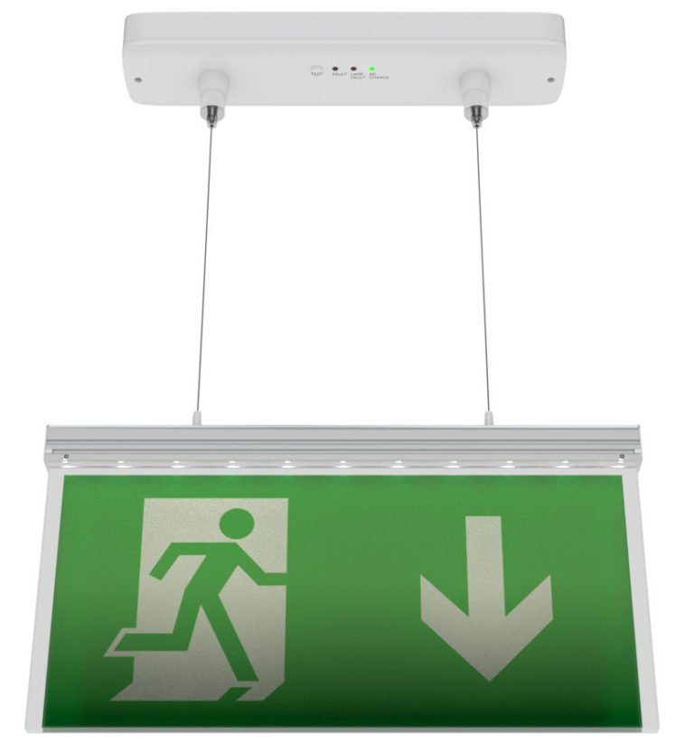 Wire Suspended Blade Exit Sign SELF TEST - Emergency Lighting