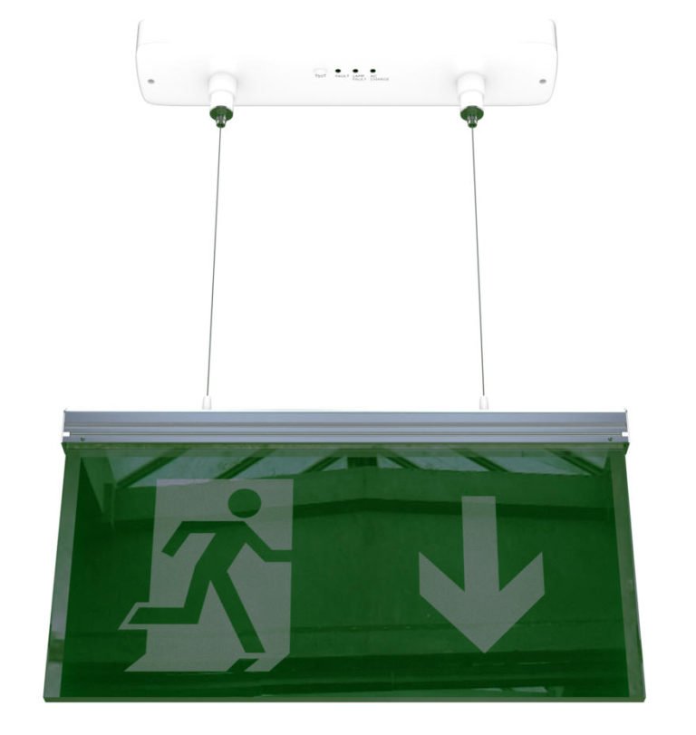 Wire Suspended Blade Exit Sign SELF TEST - Emergency Lighting